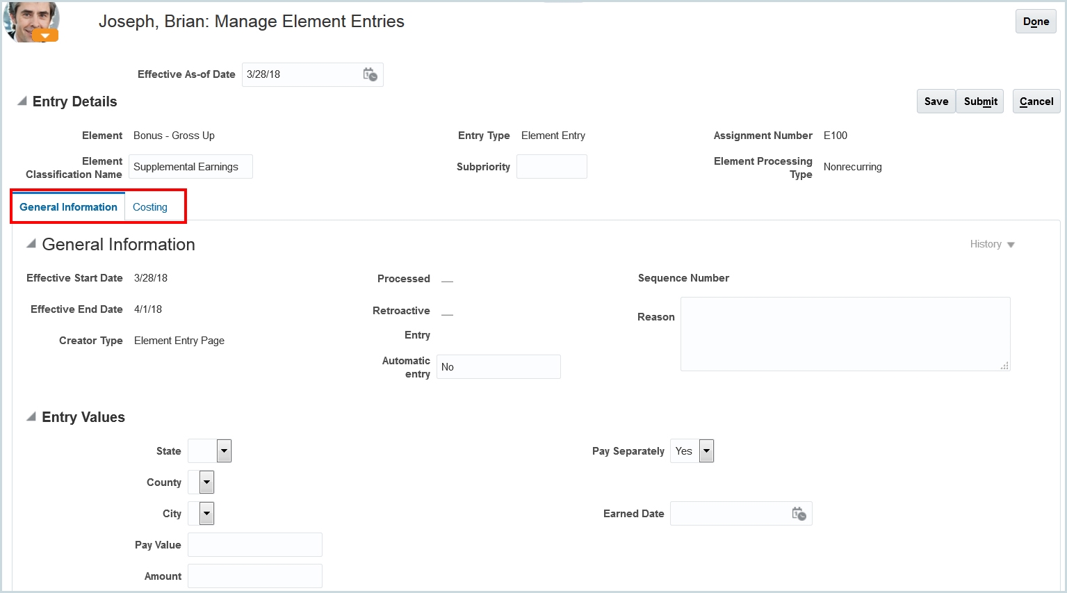 Updating Element Entry Free Oracle Cloud Training Oracle Launchpad
